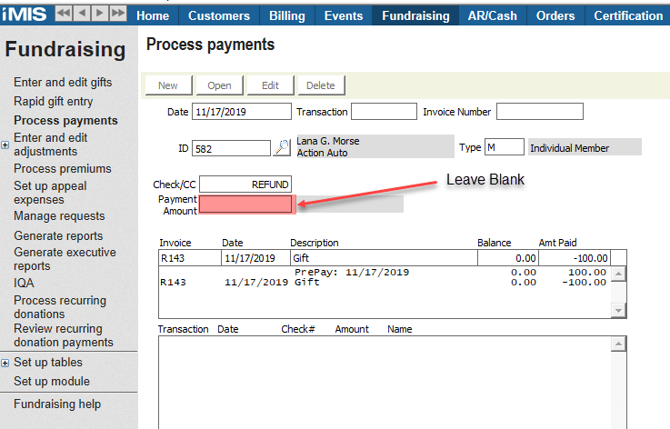 Refunding a Gift or Pledge Payment