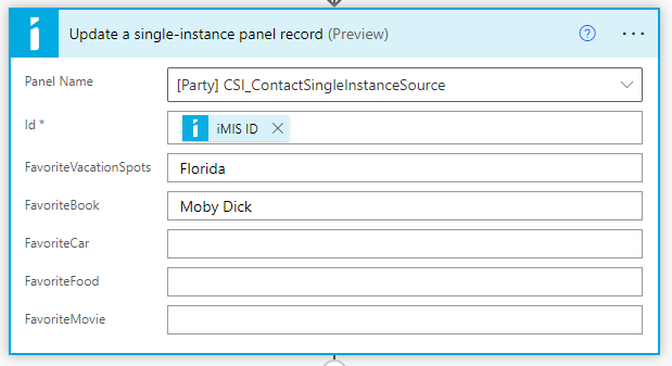 Action: Update a single-instance panel record