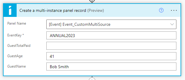 Action: Create a multi-instance panel record Action: Create a multi-instance panel record